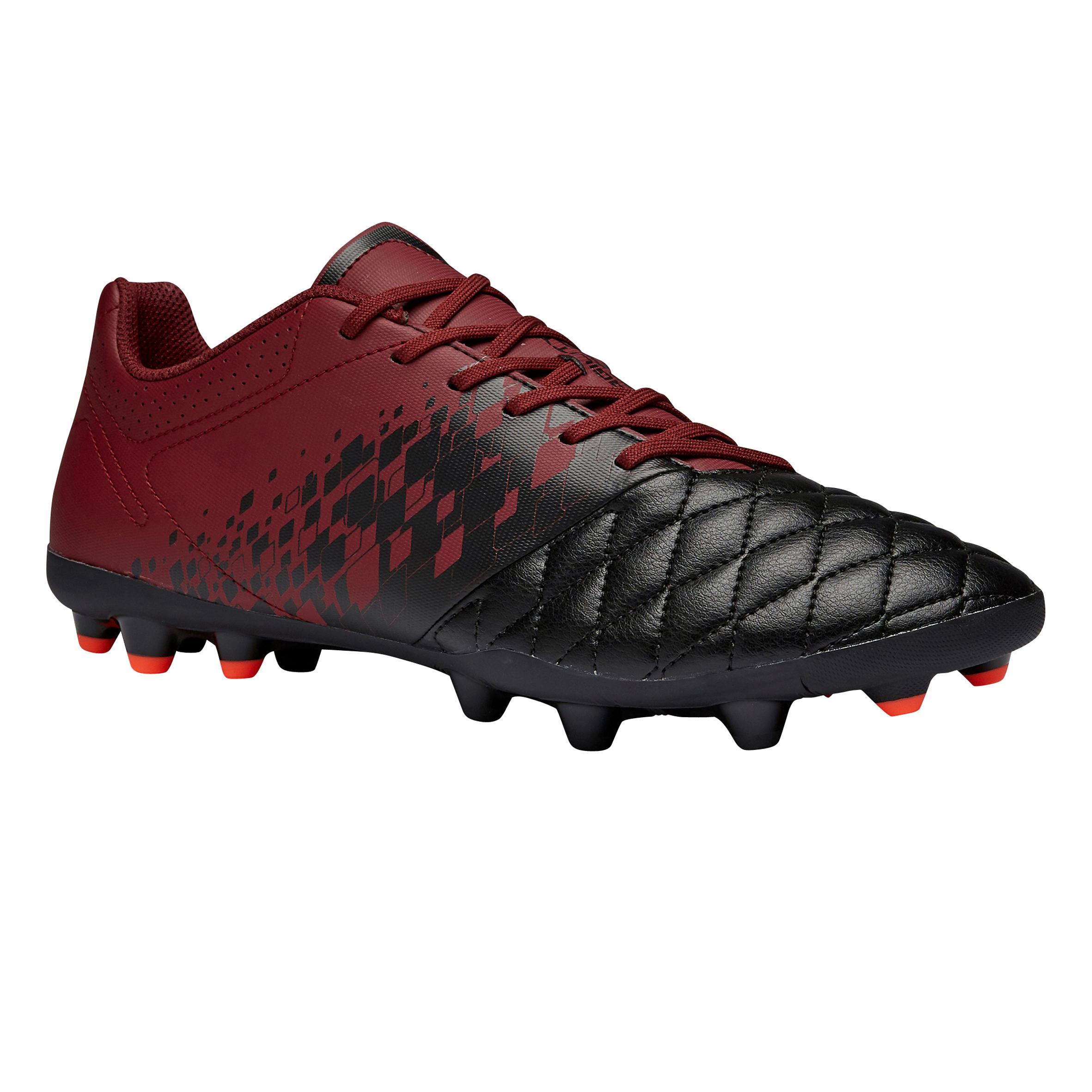 Agility 500 MG Adult Dry Pitch Football Boots - Black/Burgundy - Decathlon