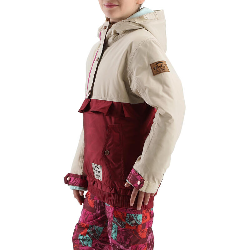 Midstyle Girls' Ski Jacket - Burgundy and Beige WEDZE - Decathlon