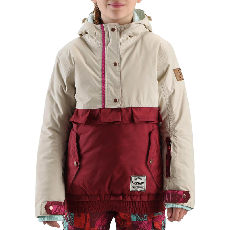 Midstyle Girls' Ski Jacket - Burgundy and Beige WEDZE - Decathlon