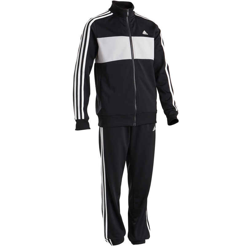 Boys' 3-Stripe Chest Logo Tracksuit - Black - Decathlon