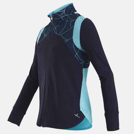 S900 Girls' Lightweight Breathable Gym Jacket - Blue - Decathlon