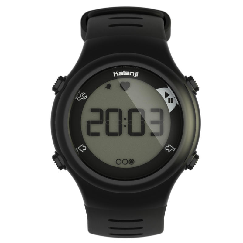 ЧАСЫ-ПУЛЬСОМЕТР ДЛЯ БЕГА ONRHYTHM 110 ЧЕРНЫЕ - Decathlon