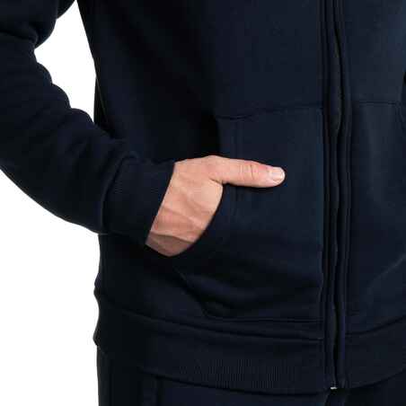 R500 Adult Rugby Club Jersey Zip-Up Jacket - Blue - Decathlon