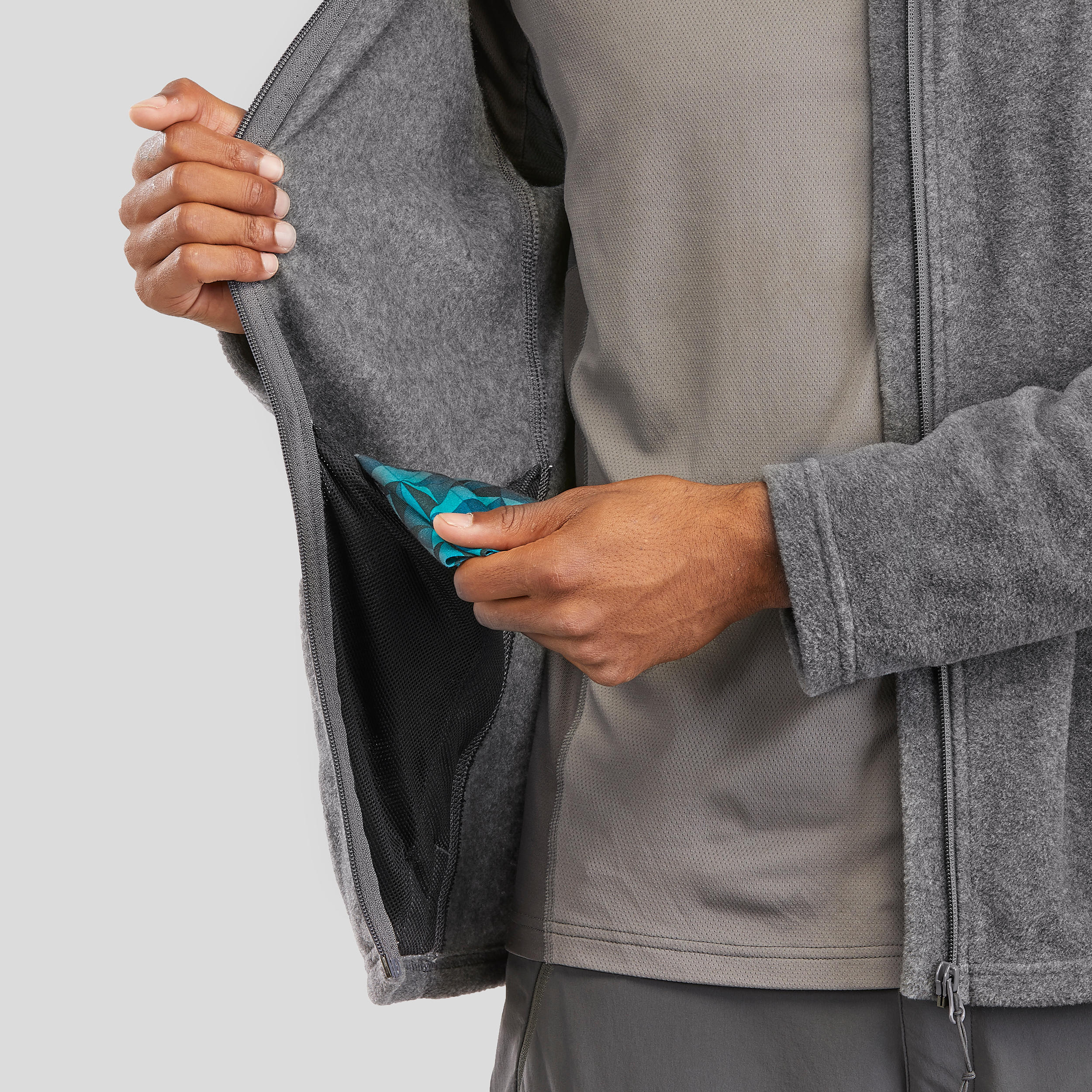 Men Mountain Hiking Fleece Jacket MH120 - Grey