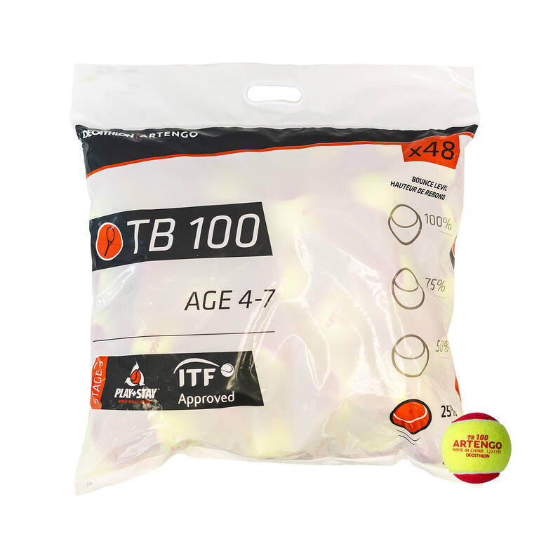 Tennis Ball TB100*48 - Red - Decathlon
