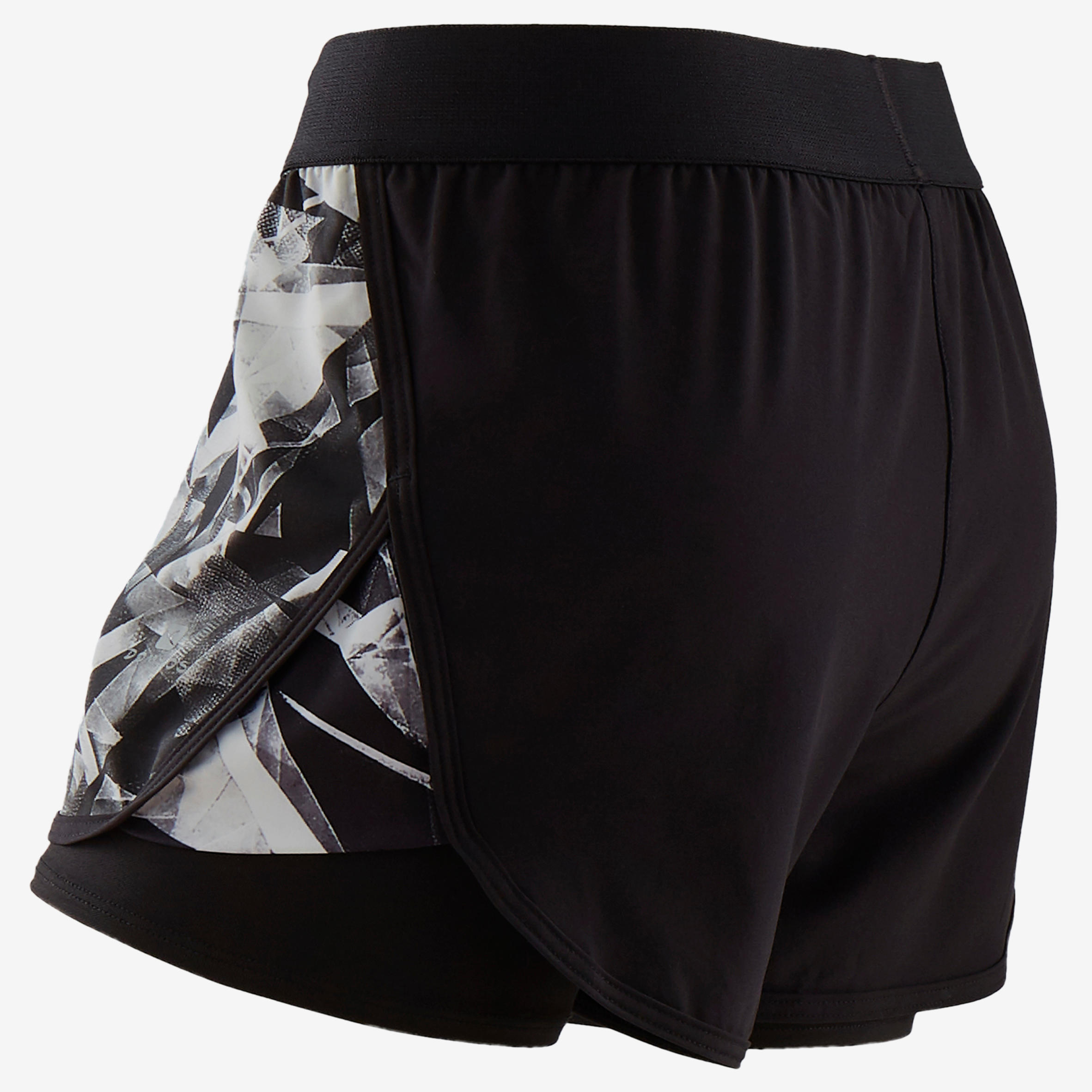 Girls' Breathable Double Layered Shorts - Black Print