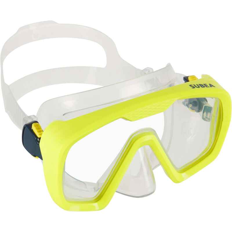 Scuba Diving Mask SCD 100 - Translucent Skirt and Yellow Frame - Decathlon