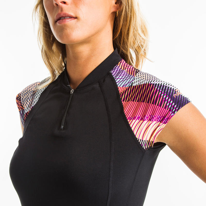 Tee Shirt Manches Courtes Aquagym Aquabike Femme Anna Noir Vib