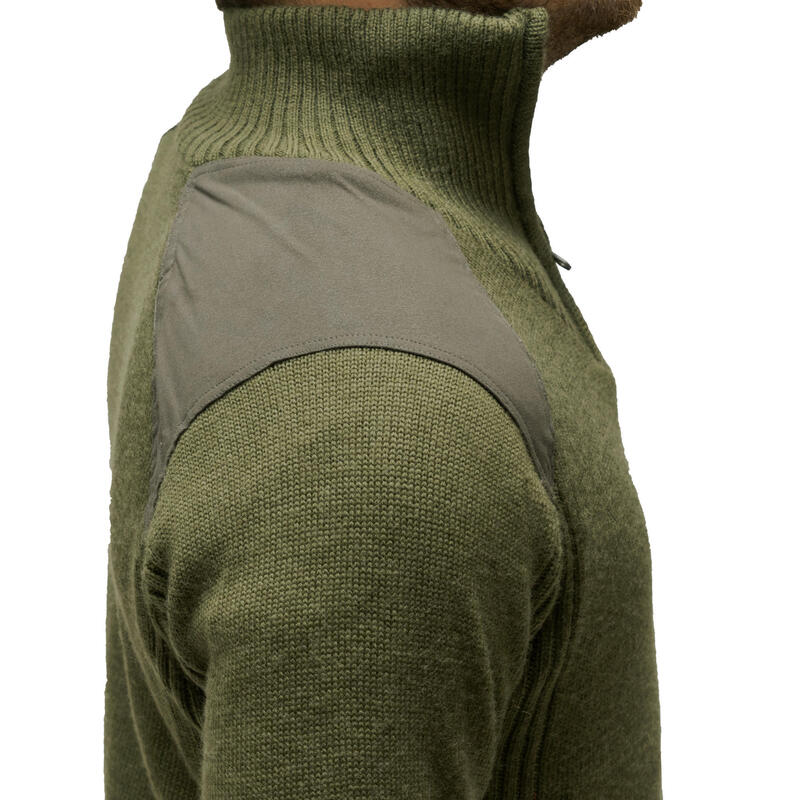 Windproof Wool Pullover - Green SOLOGNAC - Decathlon