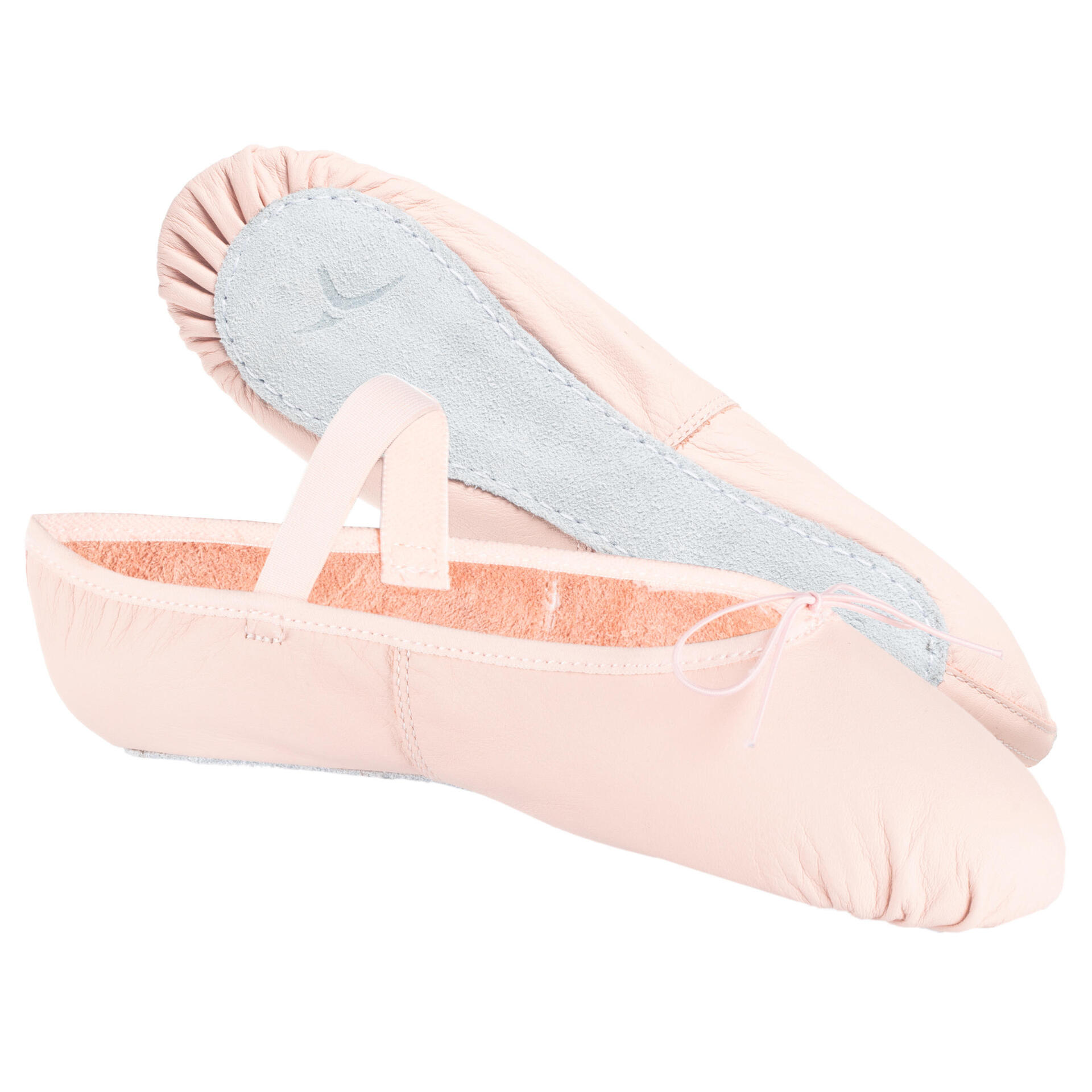 Beginner Ballet Full Sole Leather Demi-Pointe Shoes - Pink