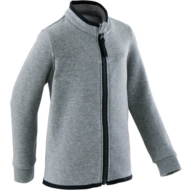 500 Baby Gym jacket for boys and girls, medium grey/black DOMYOS ...
