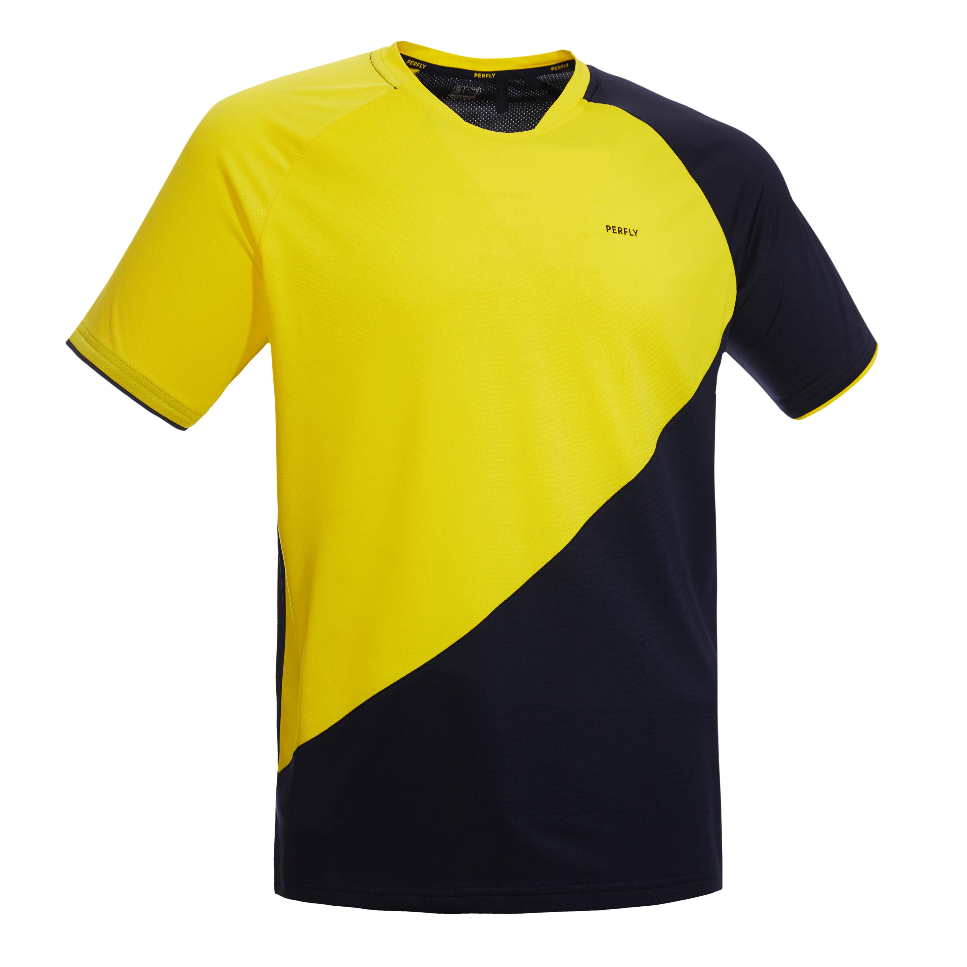 Men Badminton T-Shirt Perfly 530 - Navy/Yellow