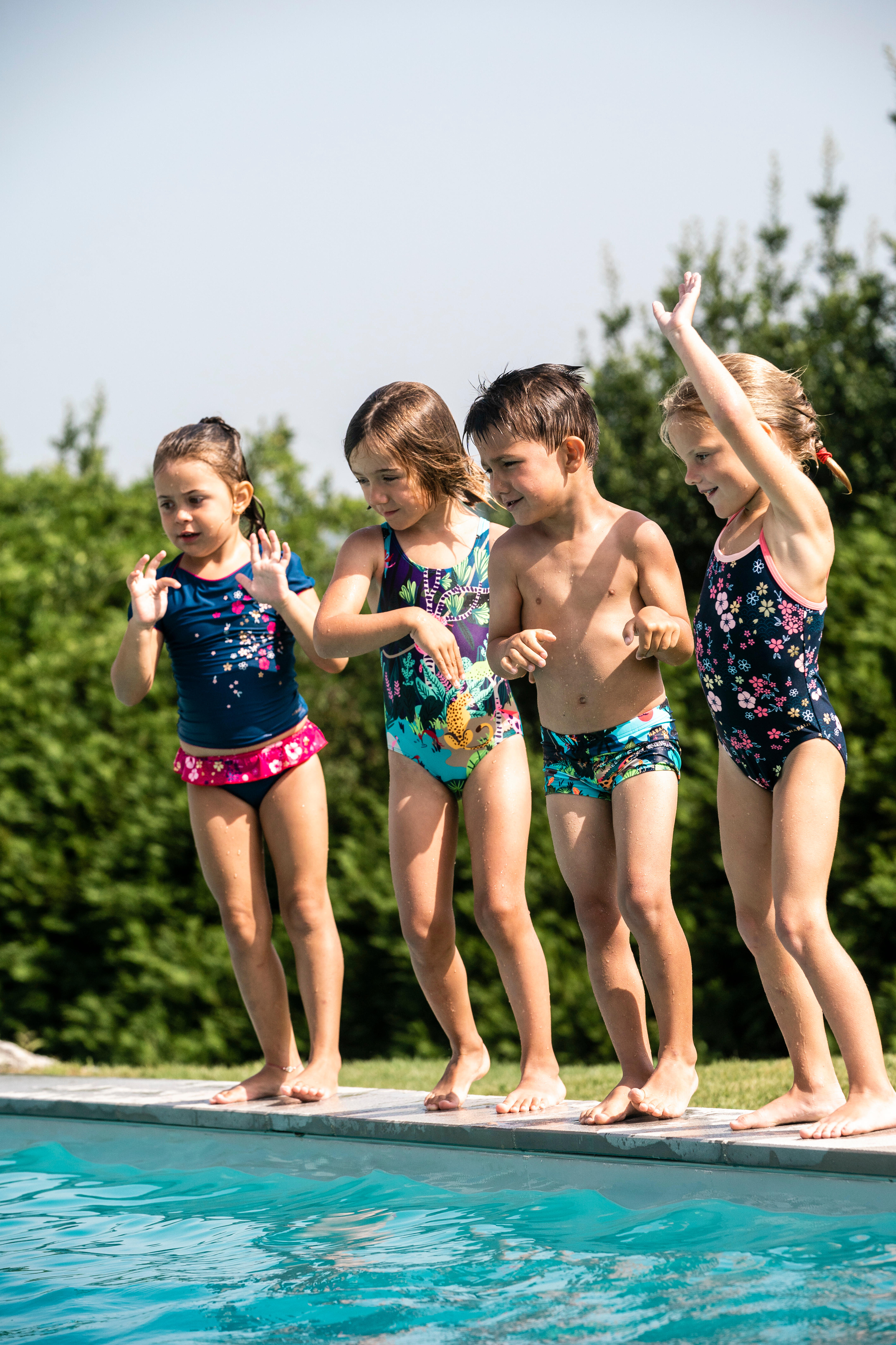 Panty Traje de Baño Natación Alberca Bebé Azul Estampado Flores - Decathlon