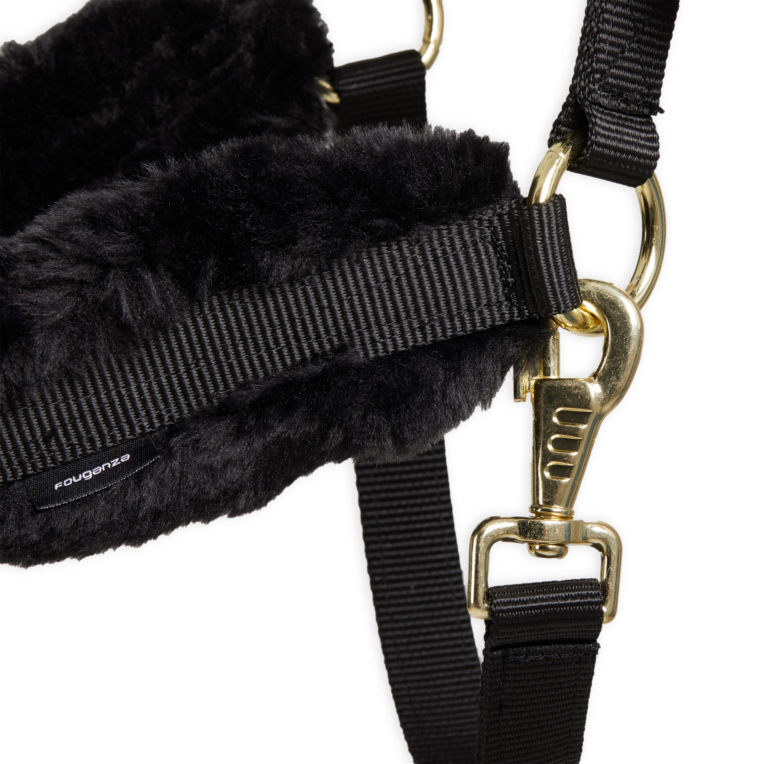 Horse Riding Synthetic Sheepskin Halter - Black/Gold - smoked black ...