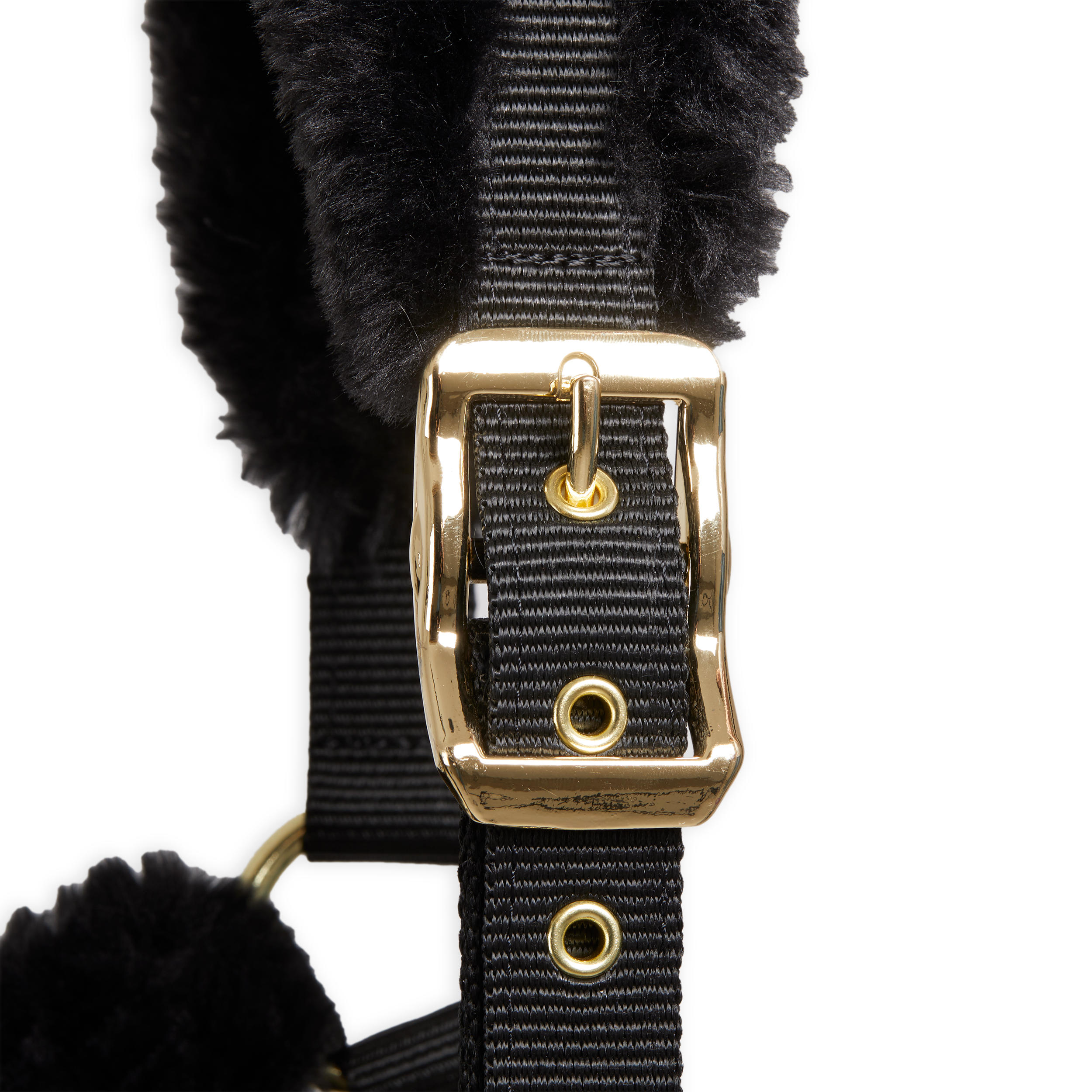Horse Riding Synthetic Sheepskin Halter - Black/Gold - smoked black ...