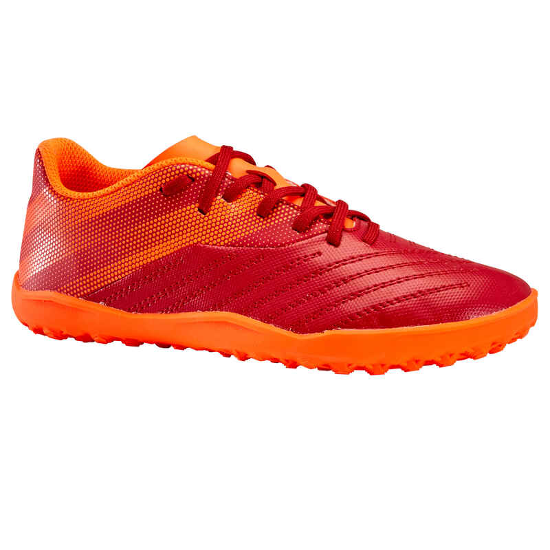 Lace-Up Football Boots Agility 140 HG - Burgundy/Orange - Decathlon