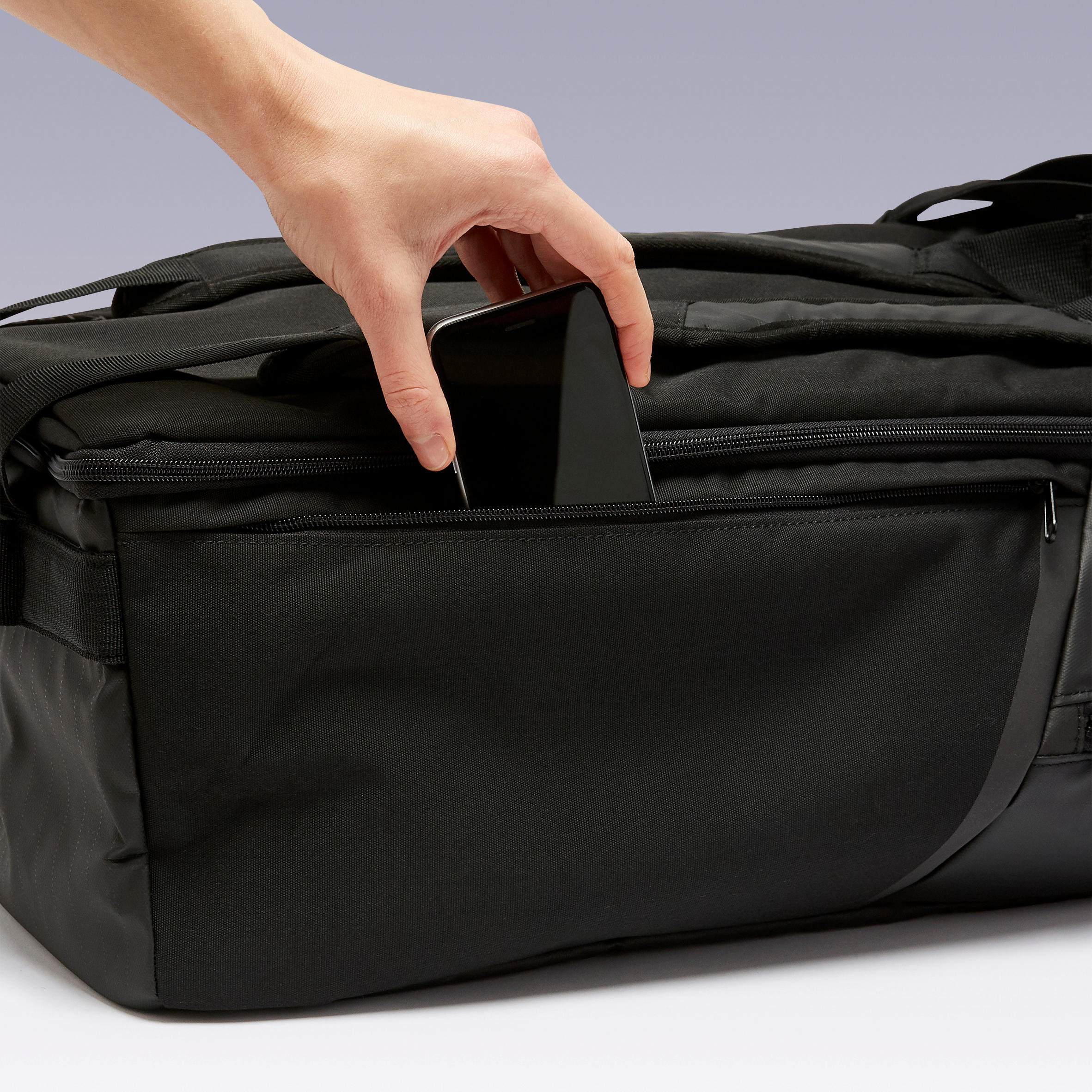 55 L Sports Bag - Urban - smoked black, Deep khaki - Kipsta - Decathlon