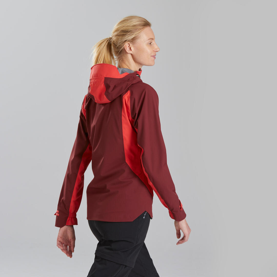 Women's Mountain Hiking Waterproof Jacket - MH500- Red