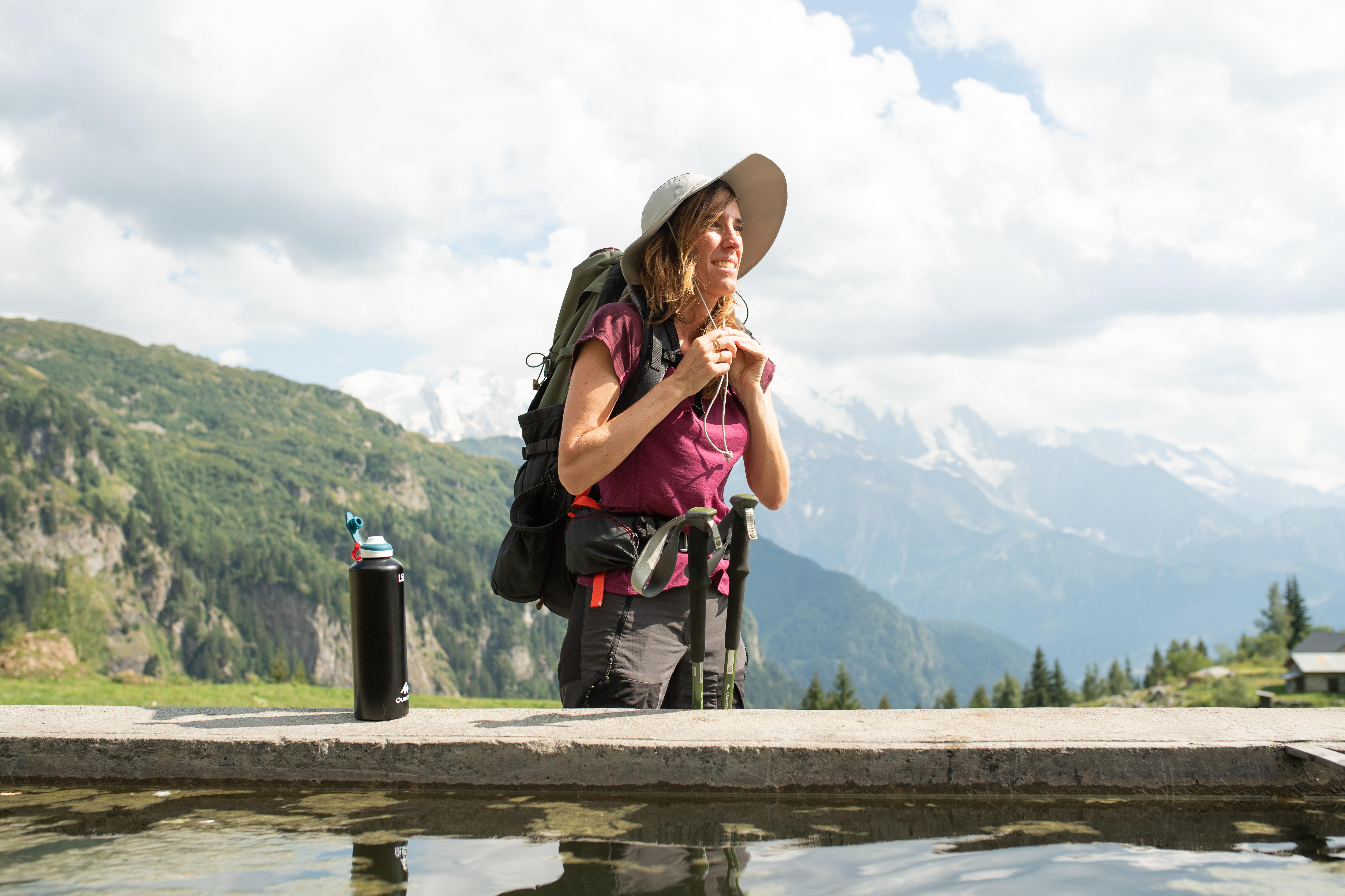 Men’s Hiking Hat - MT 500 - Lunar Beige, Carbon grey - Forclaz - Decathlon