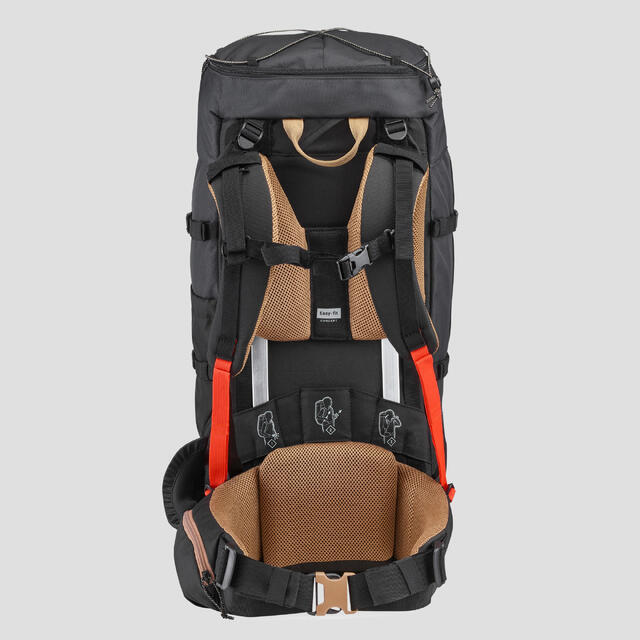 Men Trekking 50L Backpack Forclaz Trek 100 Easyfit - Carbon Grey