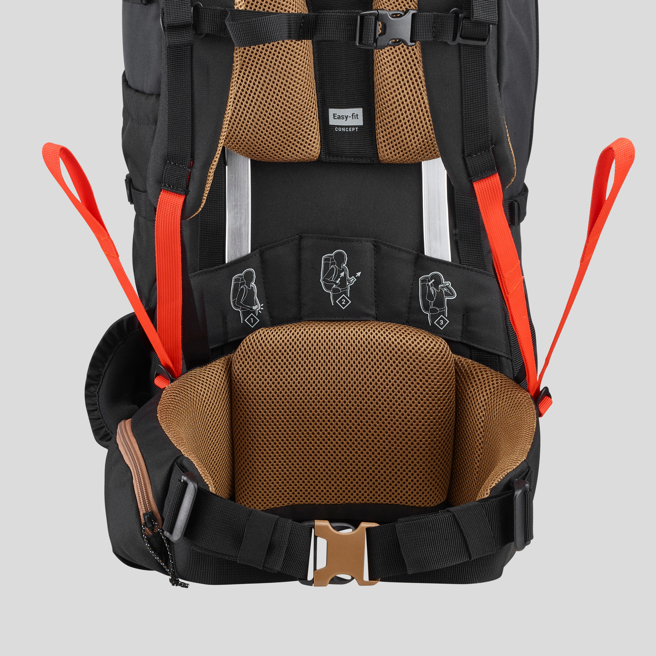 Men’s 50 L Hiking Backpack - Easyfit MT 100 - Carbon grey, smoked black ...