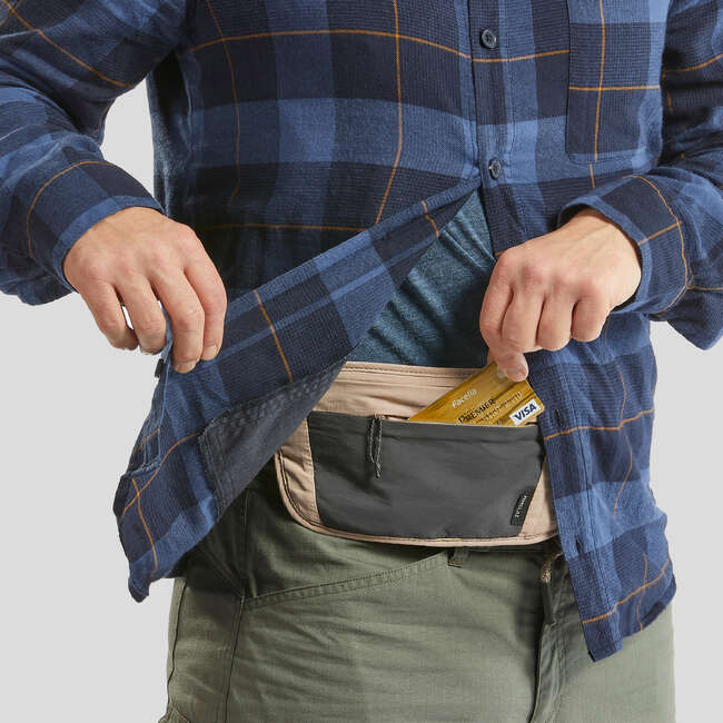 FORCLAZ RFID Blocking Bum bag Travel - Beige | Decathlon