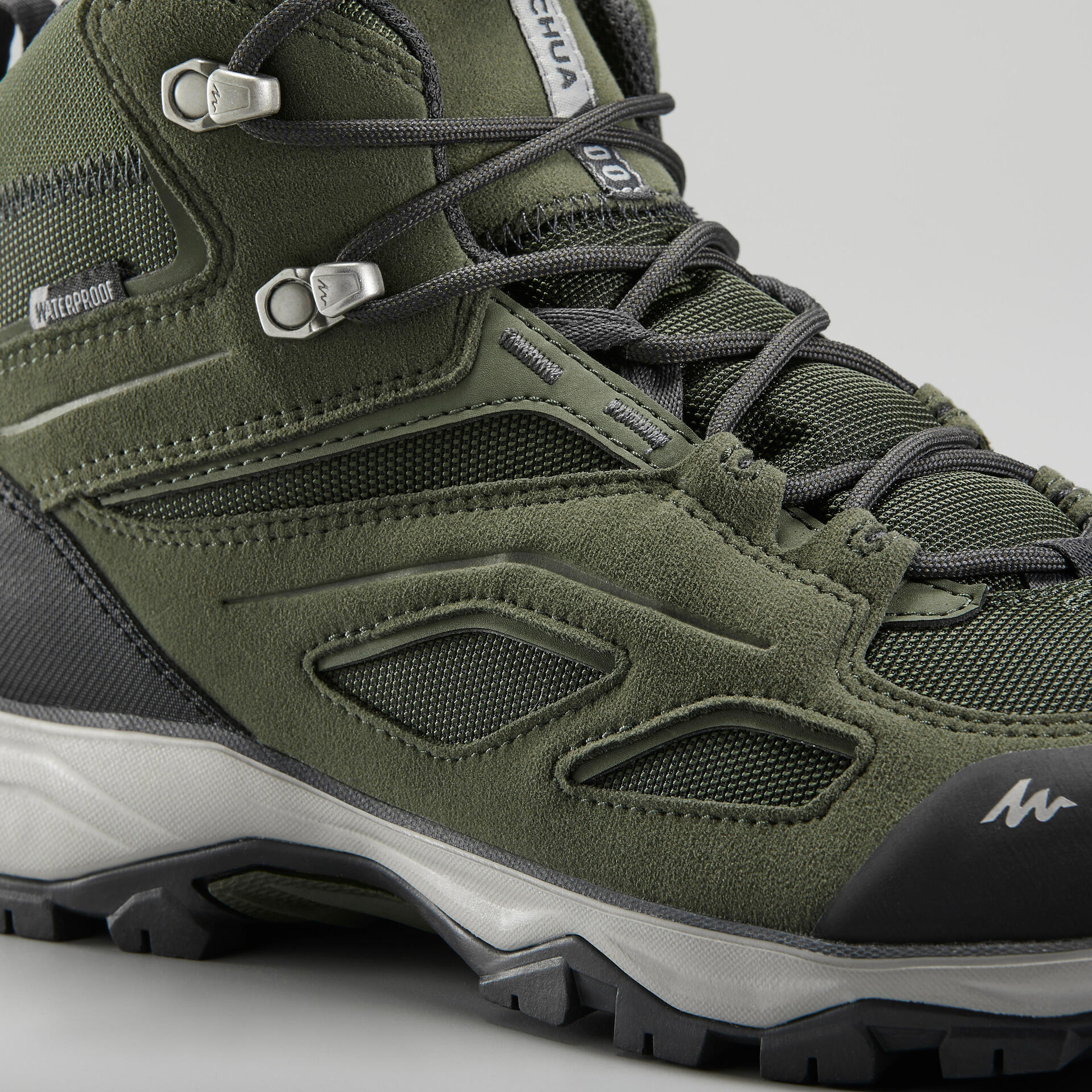 Men’s waterproof mountain hiking boots, MH100 - Khaki