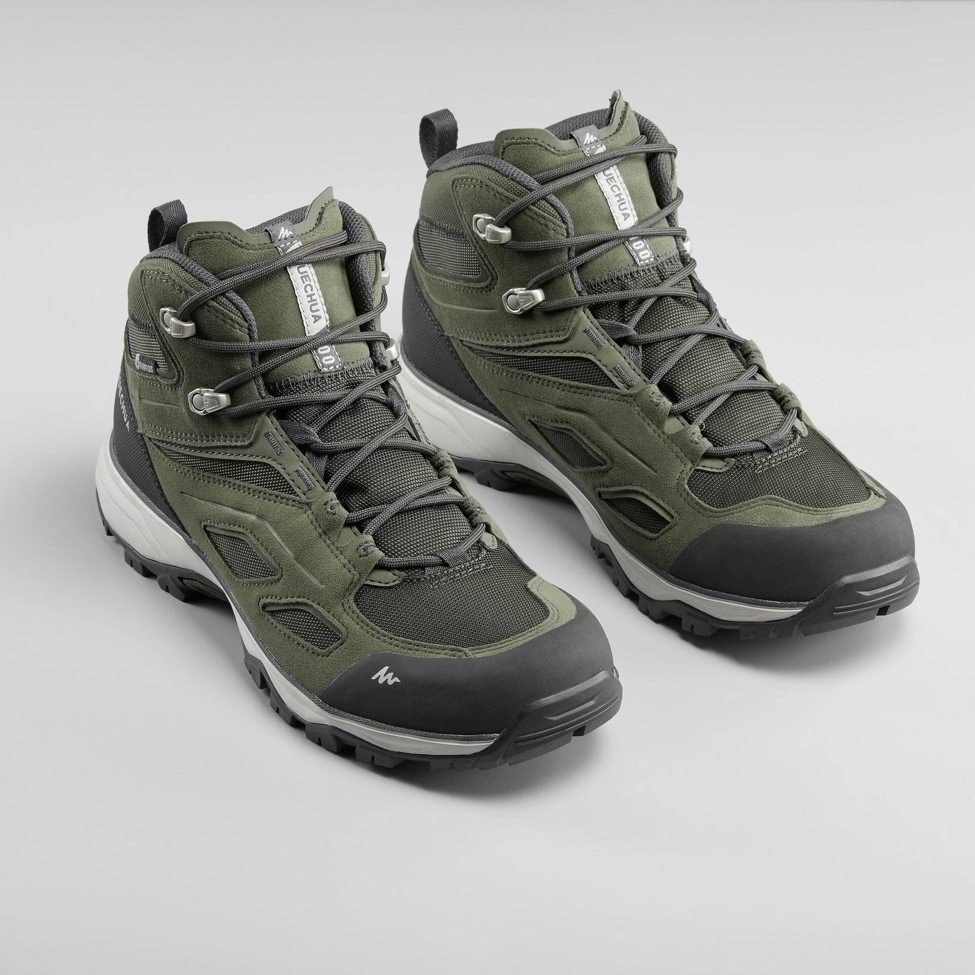 Men's waterproof mountain hiking shoes - MH100 Mid - Khaki