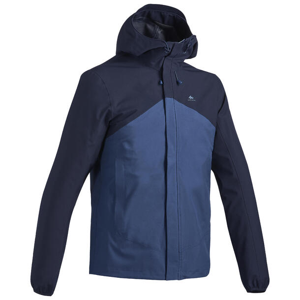 Men Mountain Hiking Waterproof Jacket Quechua MH150 - Blue
