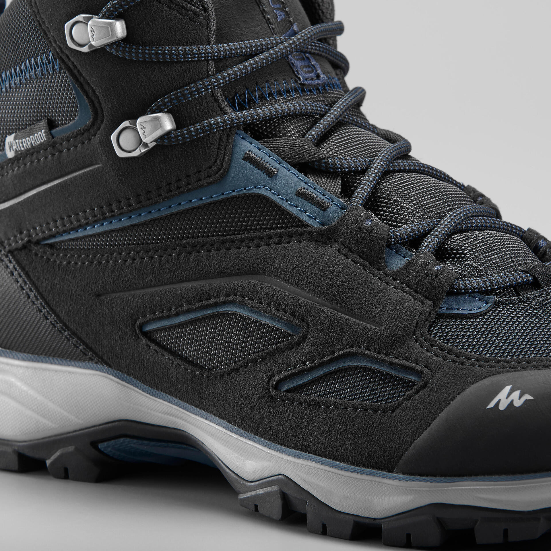 Men Mountain Hiking Waterproof Mid Shoes Quechua MH100 - Black