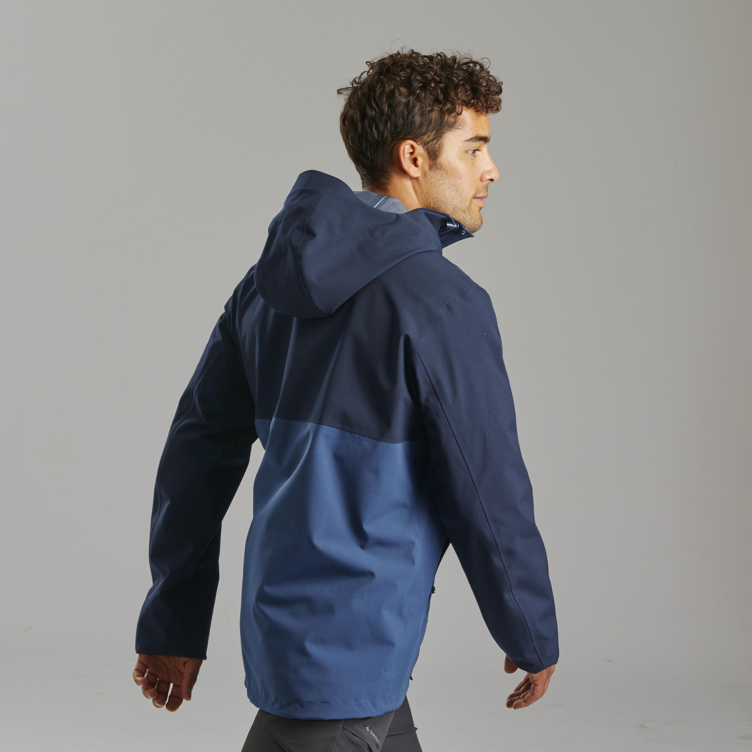 Men Mountain Hiking Waterproof Jacket Quechua MH150 - Blue