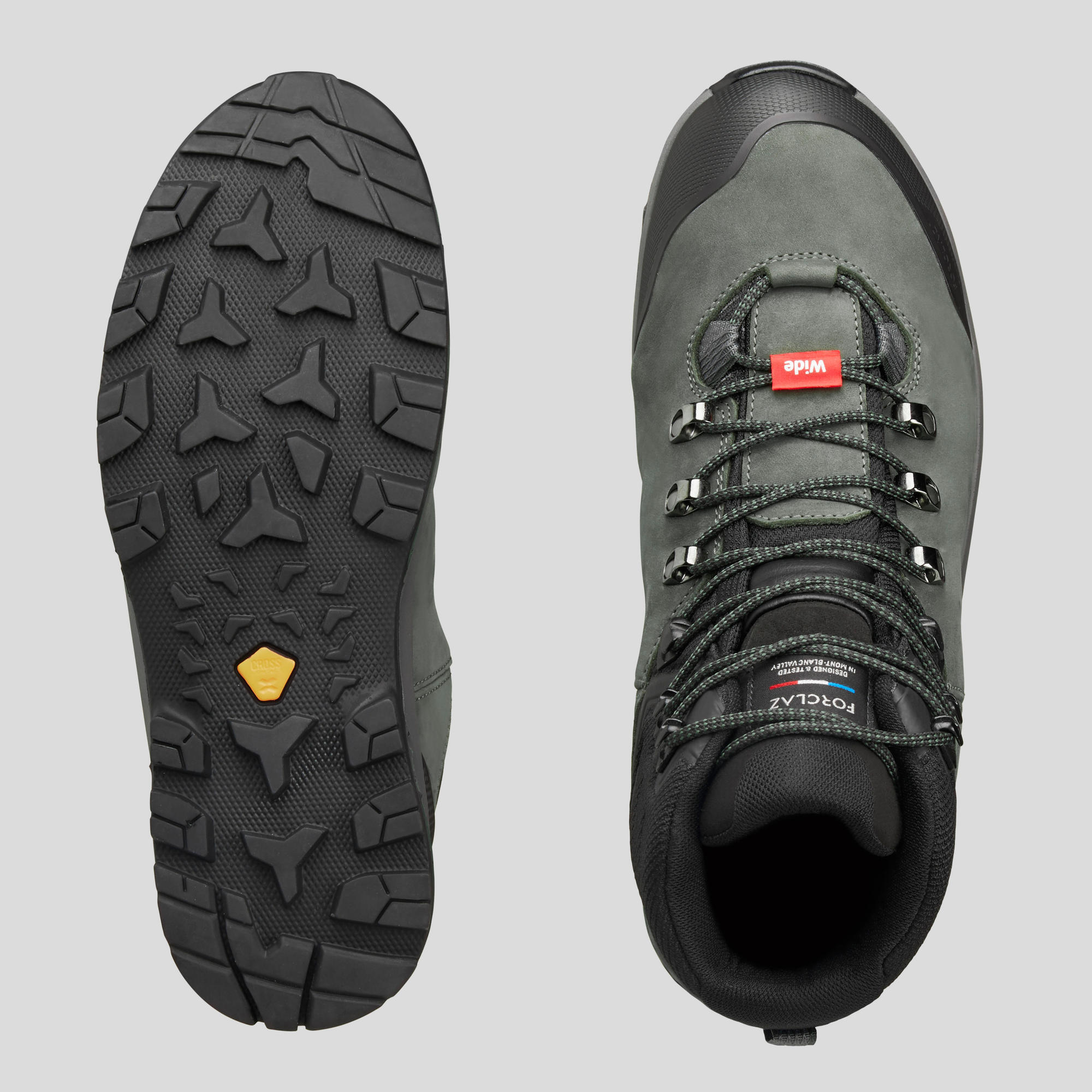 Men Trekking Waterproof Leather Boots Forclaz Trek 100 - Khaki