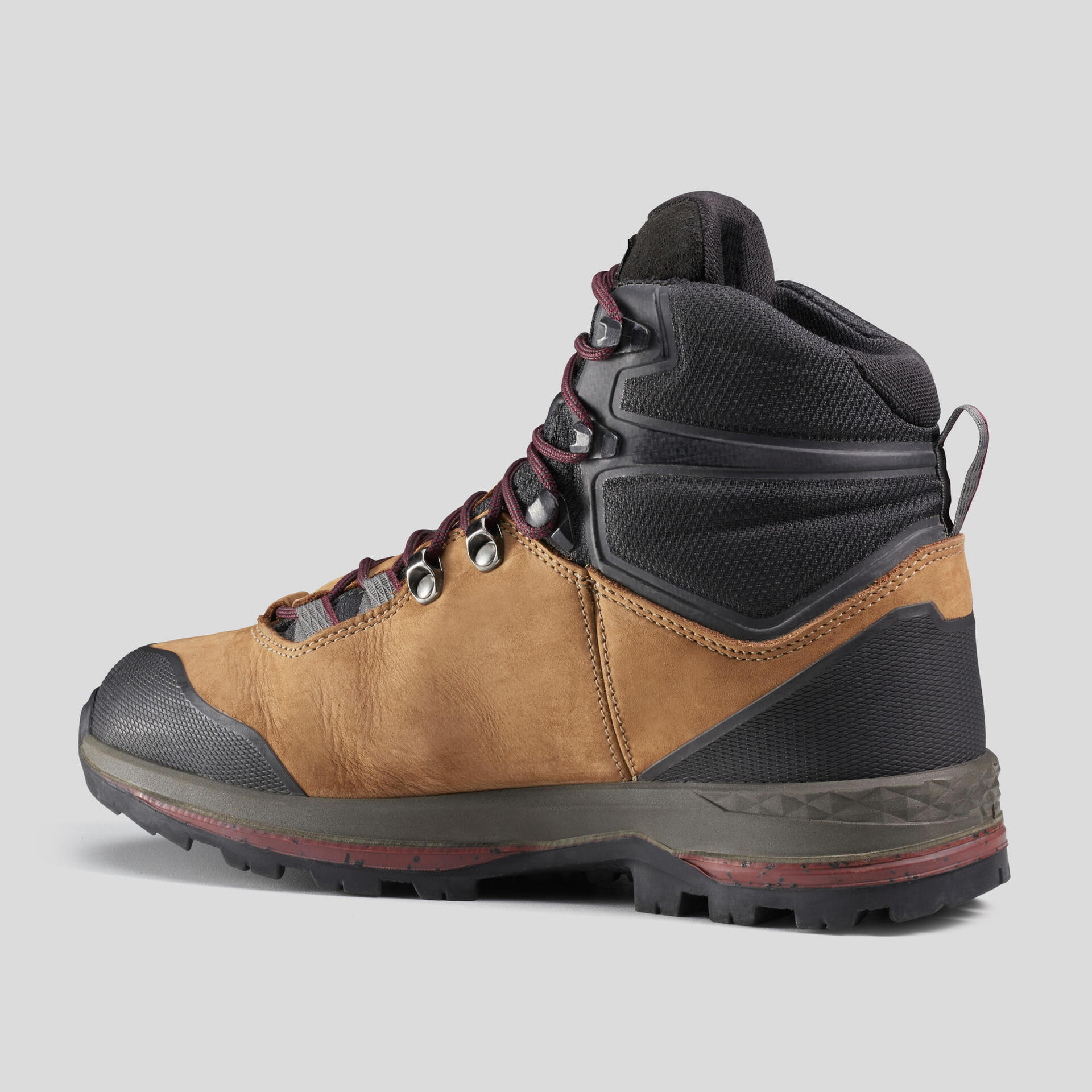 WOMEN'S WATERPROOF LEATHER HIGH TREKKING BOOTS - MT100 HYB