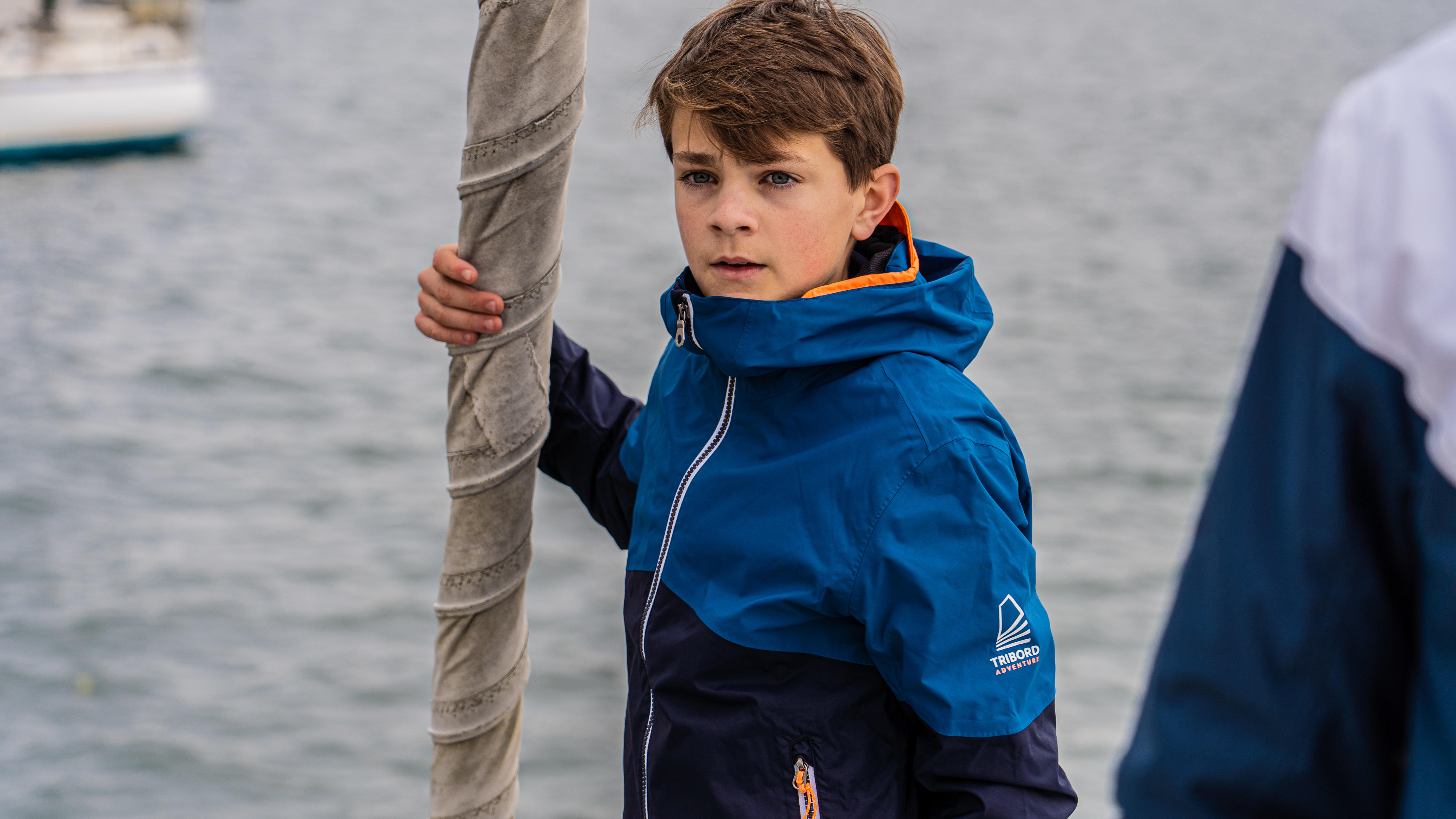 Kids’ Waterproof Sailing Jacket - 100 - Asphalt blue - Tribord - Decathlon