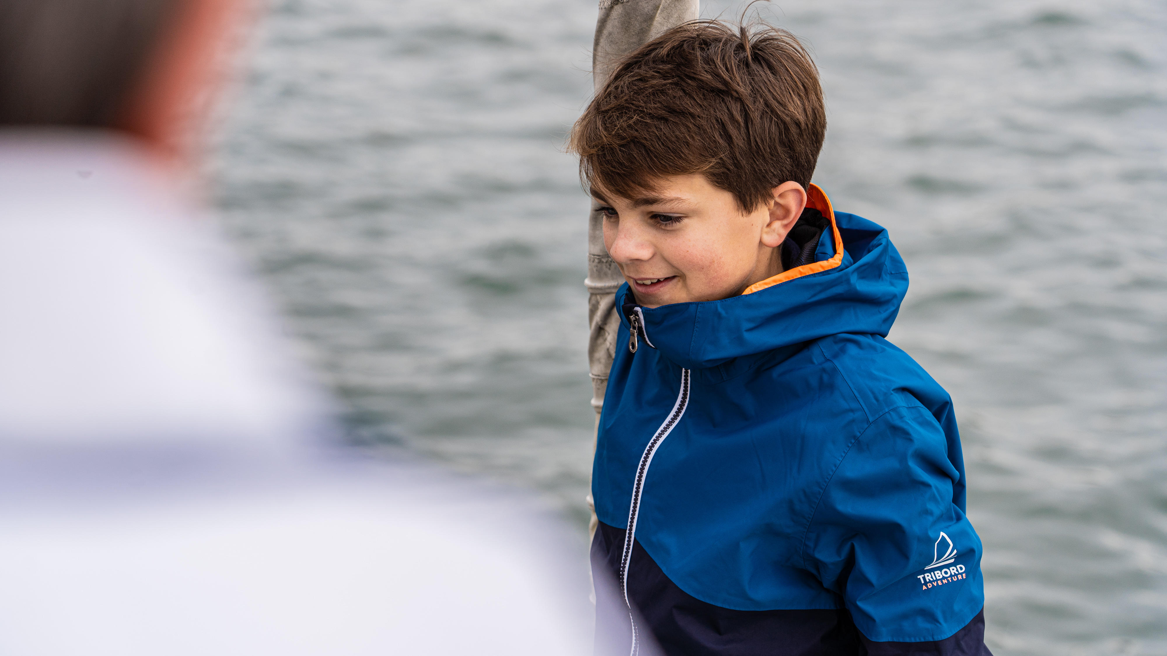 Kids’ Waterproof Sailing Jacket - 100 - Asphalt blue - Tribord - Decathlon