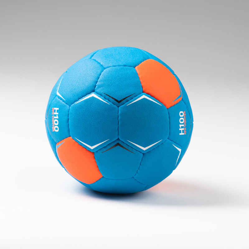 BALÓN DE HANDBALL NIÑOS SOFT H100 TALLA 1 CELESTE/NARANJO - Decathlon