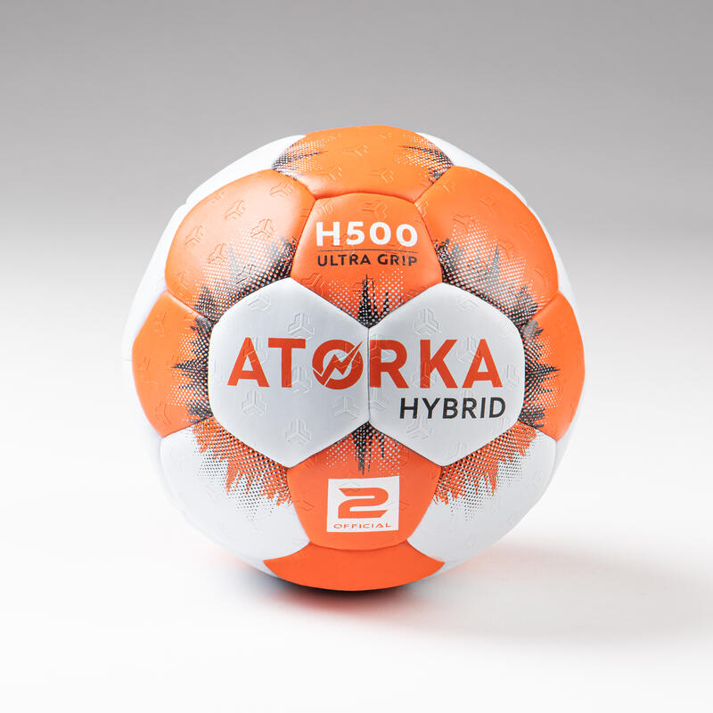Kids' Size 2 Hybrid Handball Ball - Orange/Grey