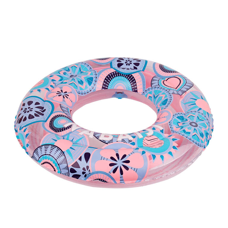 Kids' inflatable pool ring 65 cm 6-9 years - pink and transparent Print ...