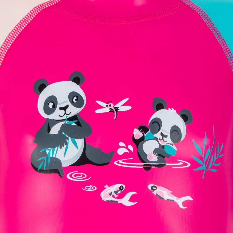 Baby UV Protection Wetsuit Kloupi - Panda Print Pink - Decathlon