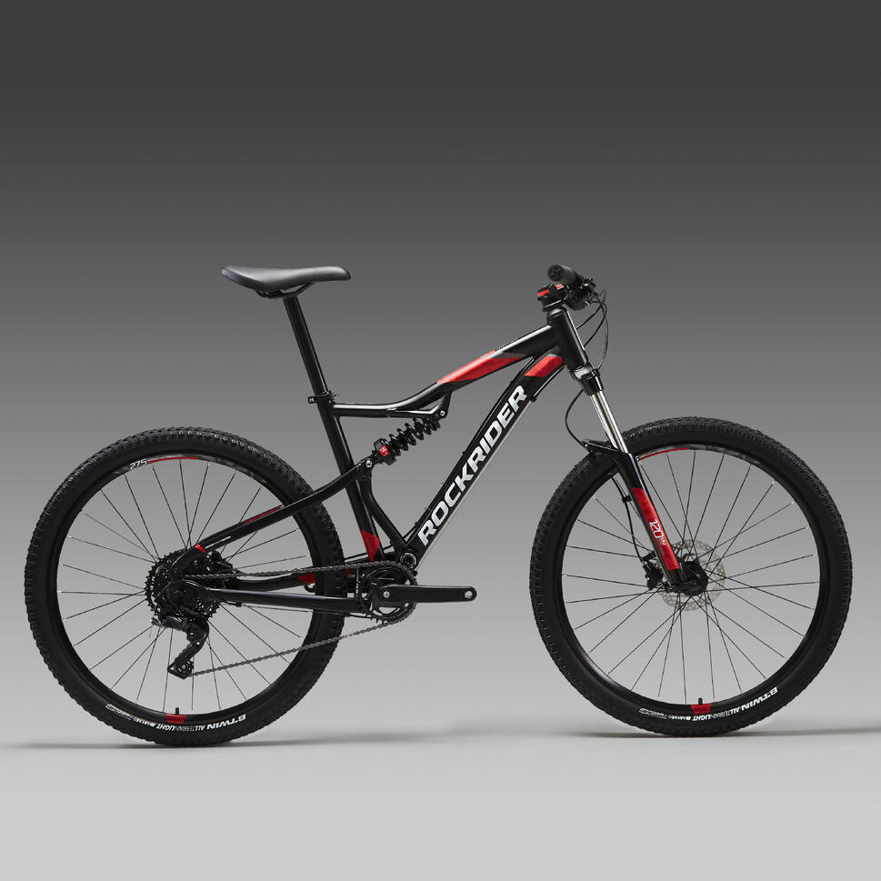 27.5 Inch MOUNTAIN BIKE FULL SUSPENSION ROCKRIDER ST 530 - BLACK/RED ...