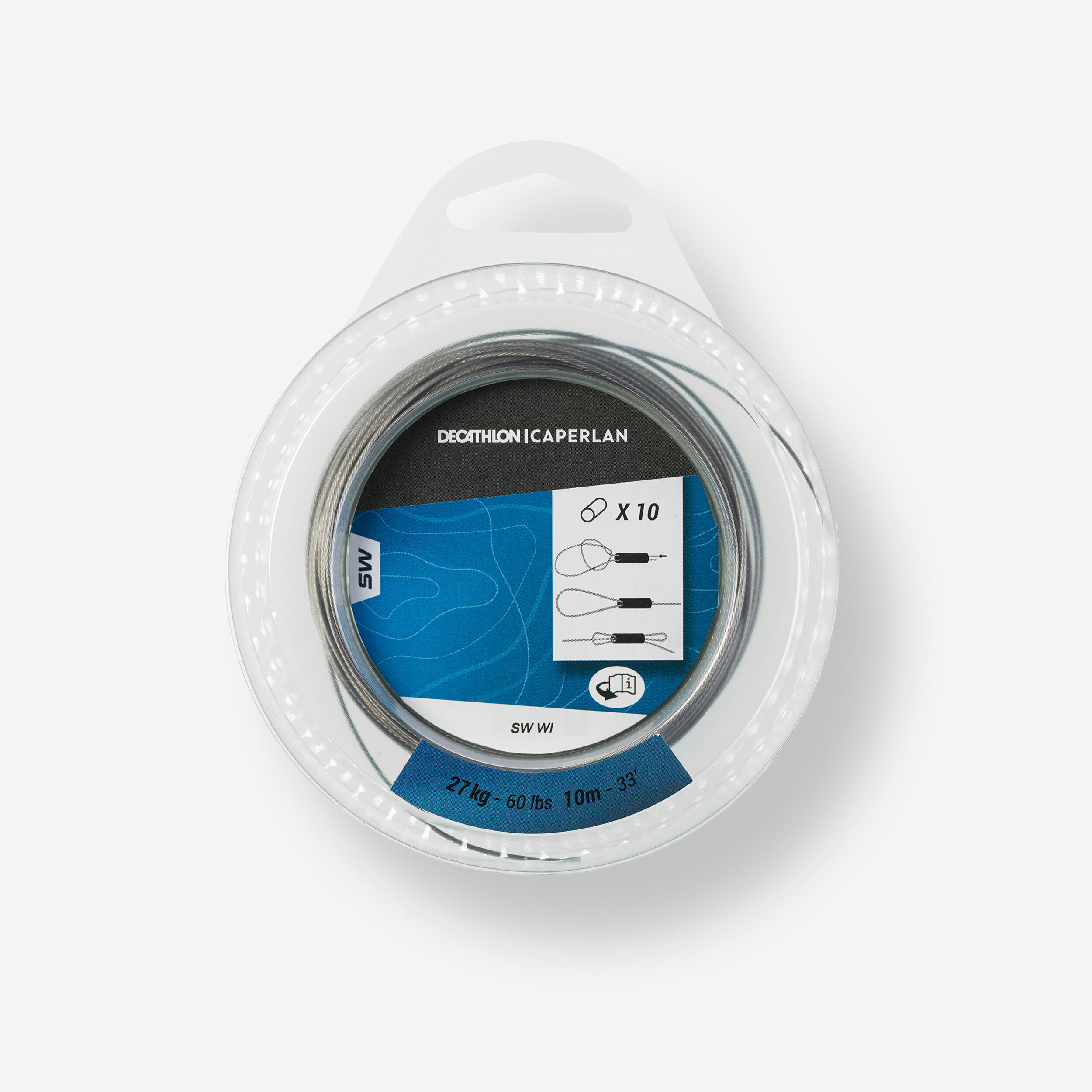 Pīta tērauda aukla makšķerēšanai jūrā, 10 m, 27 kg - Decathlon