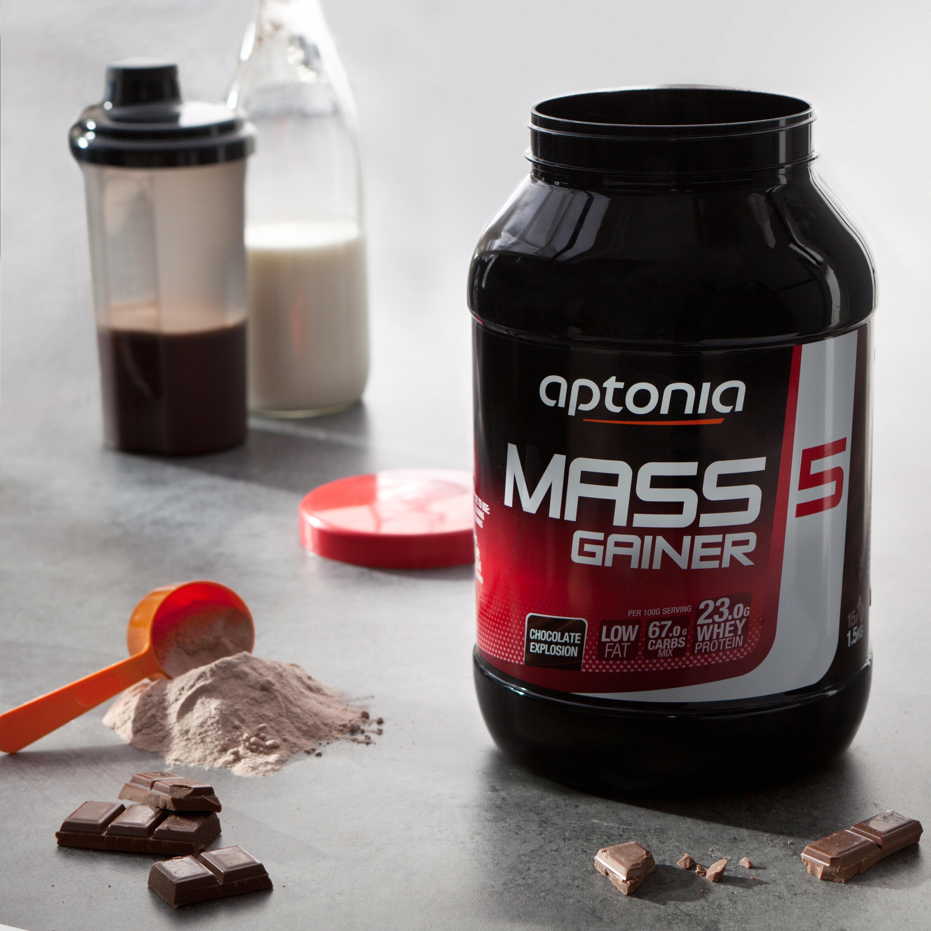 Mass Gainer 5 High Protein Shake Mix 1.5kg - Chocolate - Decathlon