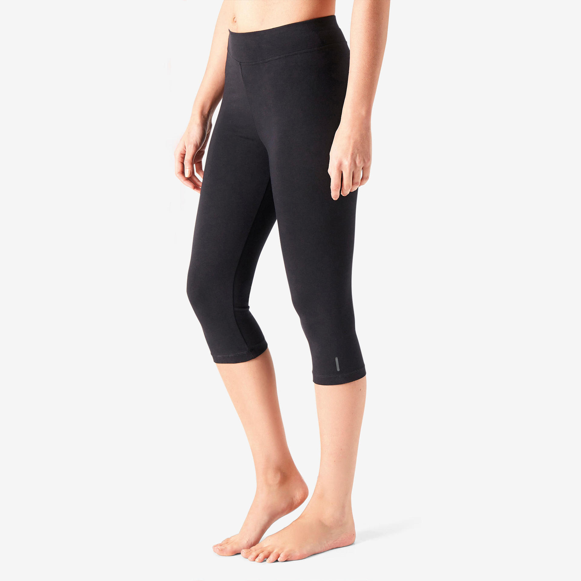 Women's Slim-Fit Fitness Cropped Bottoms 500 - Black