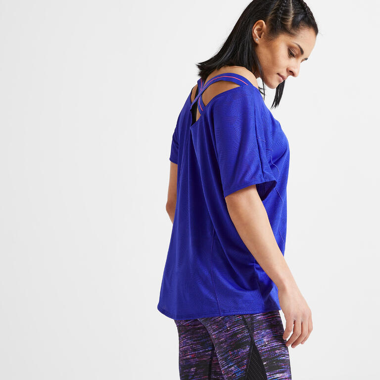 Buy Women Recycled Polyester Loose Gym T-Shirt - Blue Online | Decathlon