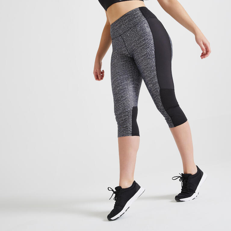 Women's Fitness Cardio High-Waist Cropped Bottoms - Marl Grey