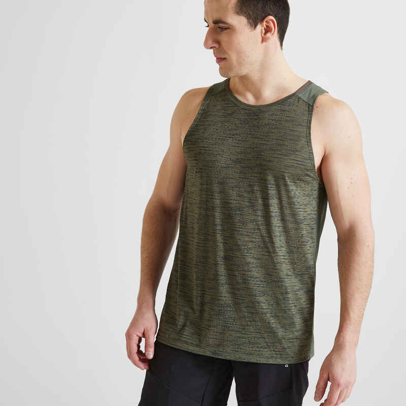 Fitness Cardio Training Tank Top 500 - Khaki - Decathlon
