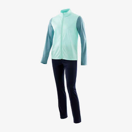 Girls' Warm Breathable Synthetic Gym Tracksuit Gym'y S500 - Green/Navy ...