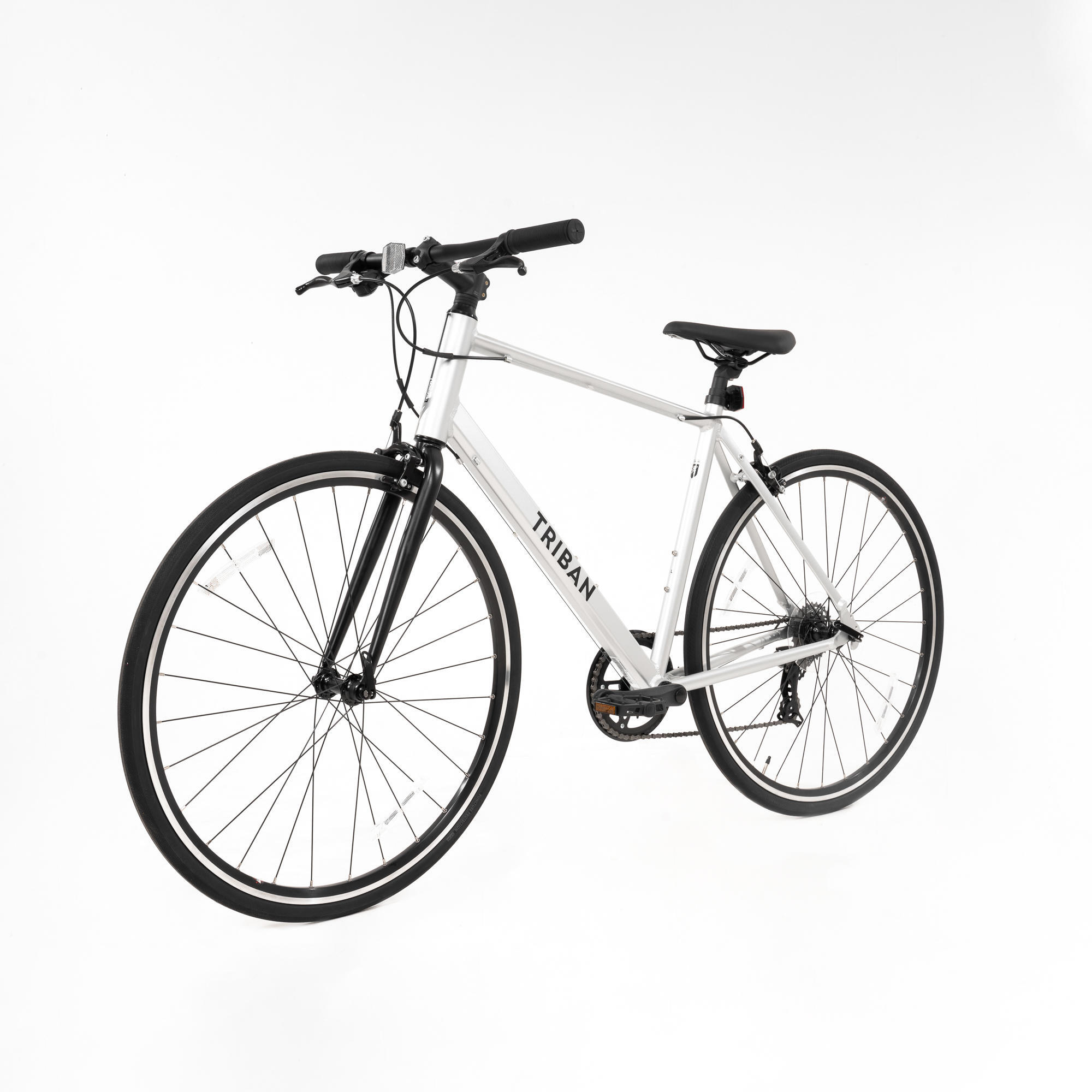 Triban RC100 Flat Bar Road Bike 7 Speed - Silver