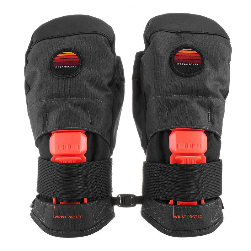 Children's snowboarding mittens - MI 500 JR Protect, black and orange ...