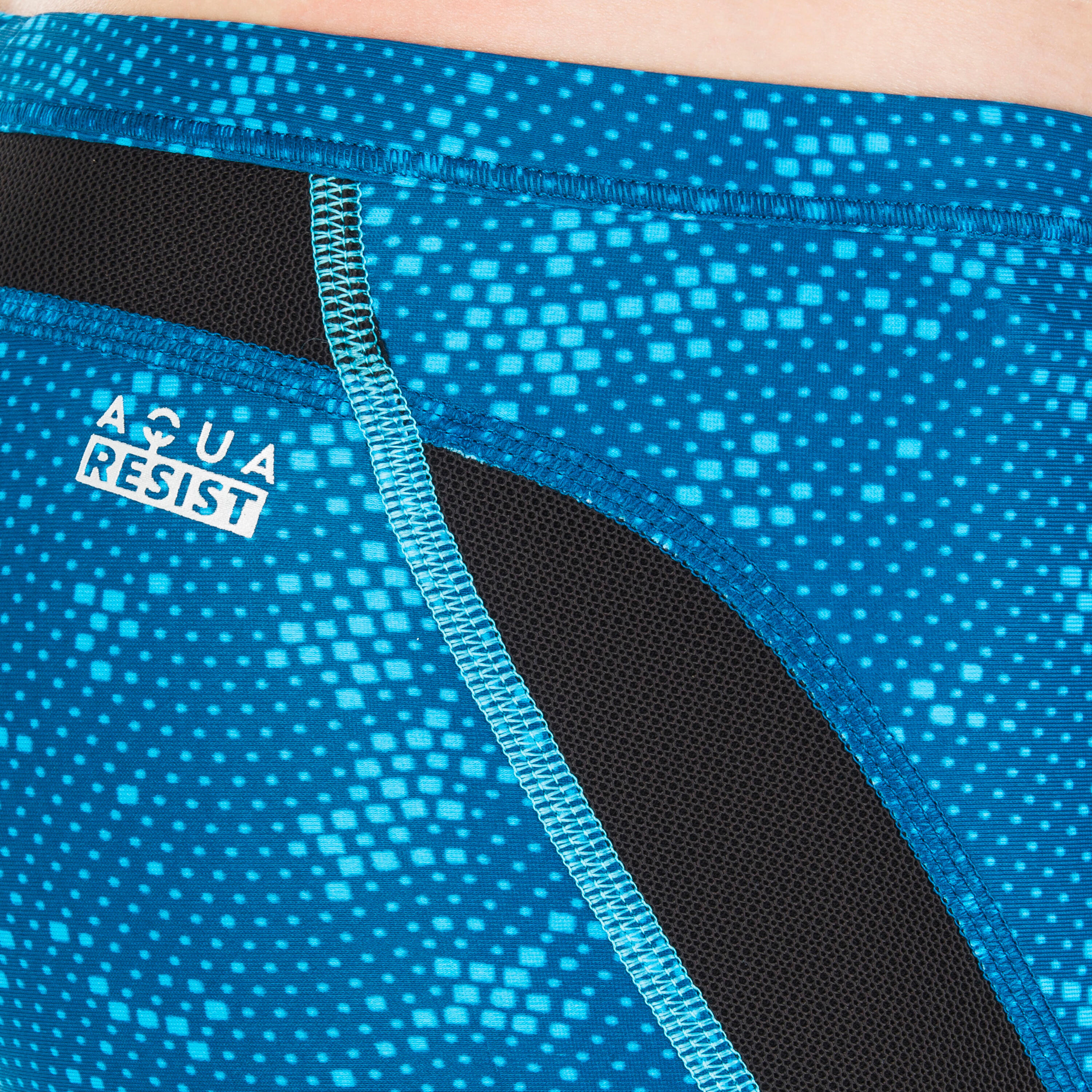 BOY'S STAB SWIMMING BOXER SHORTS - ALL JON BLUE BLACK - Decathlon